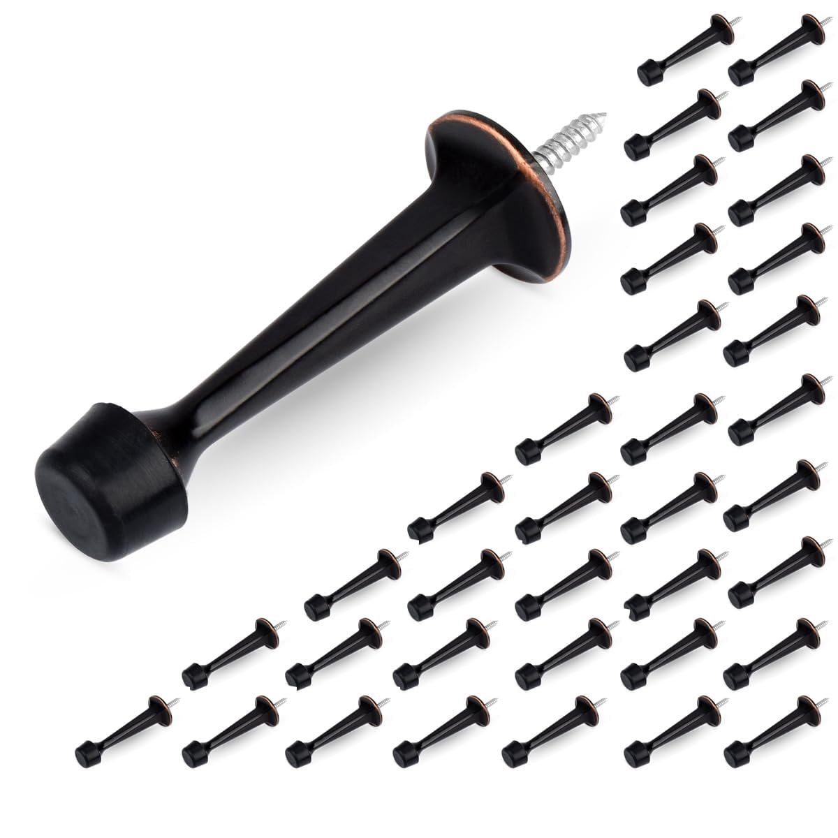 12 Pack Heavy Duty Solid Rigid Door Stop with Soft Rubber Tip, Zinc Die ...