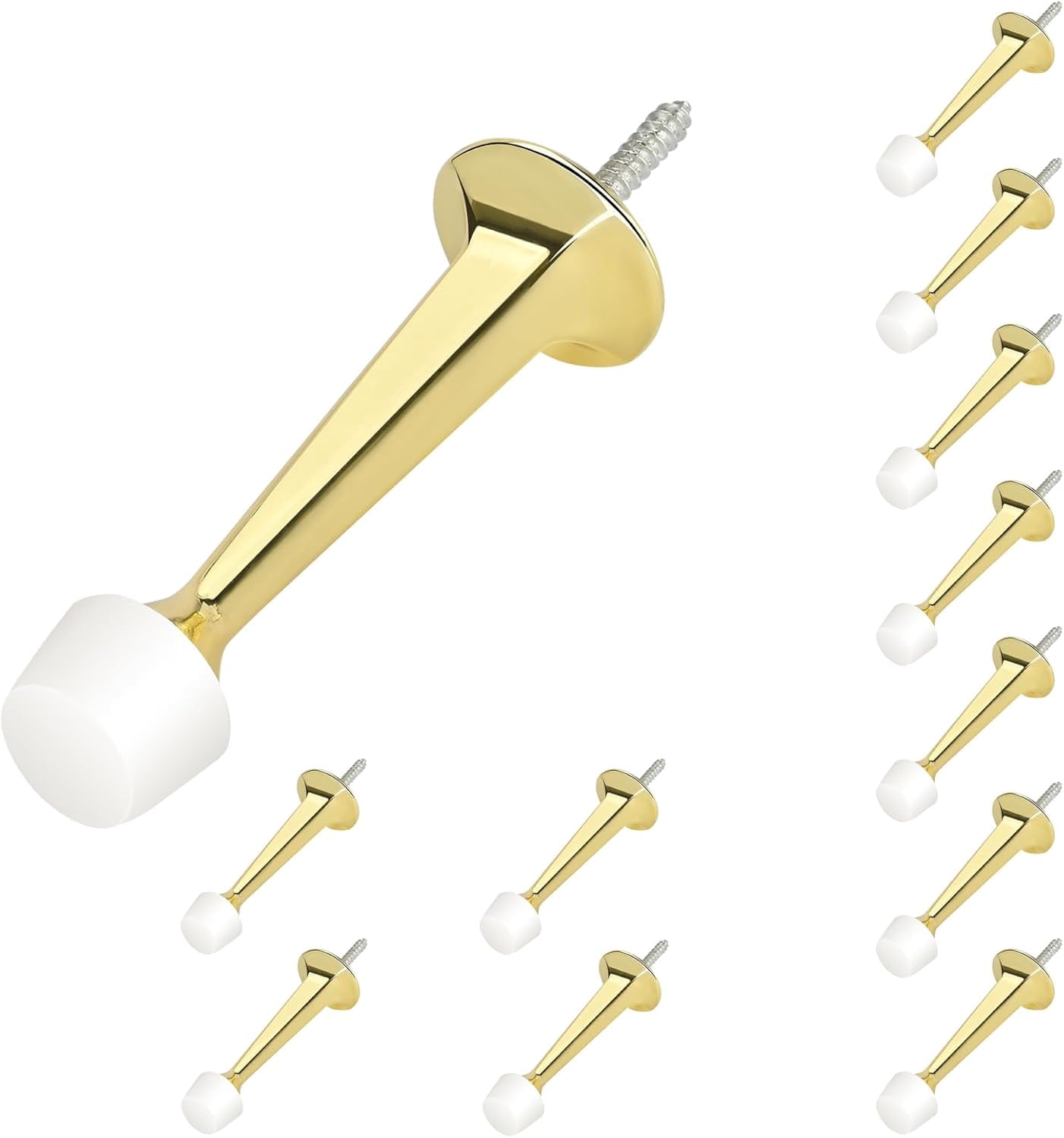12 Pack Heavy Duty Solid Rigid Door Stop with Soft Rubber Tip, Zinc Die ...