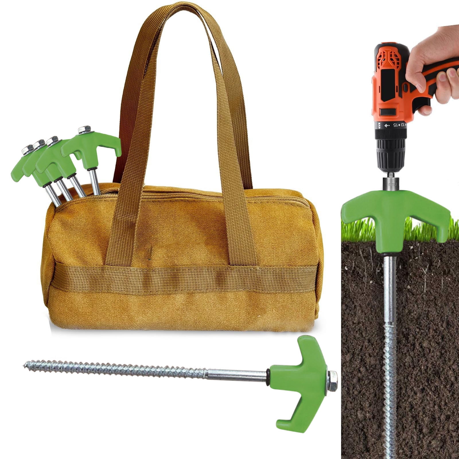 12 Pack Heavy Duty Steel Hexagonal Screw in Tent Stakes for Camping ...