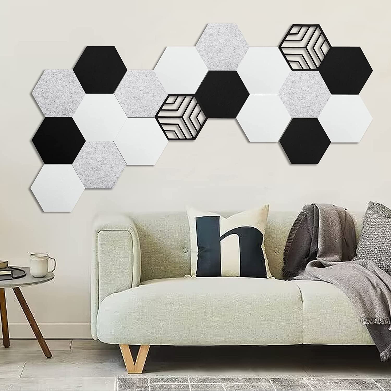 12 Pack Hexagon Acoustic Panels, -Adhesive Soundproofing for Home ...