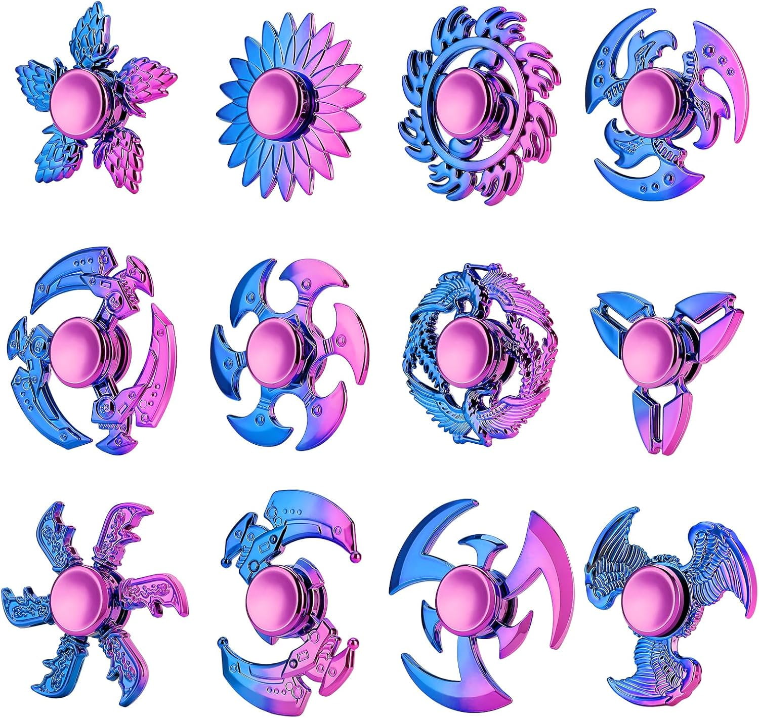 12 Pack High Speed Hand Fidget Spinners for Anxiety ADHD Kids Adults Boys Girls, Sensory ...