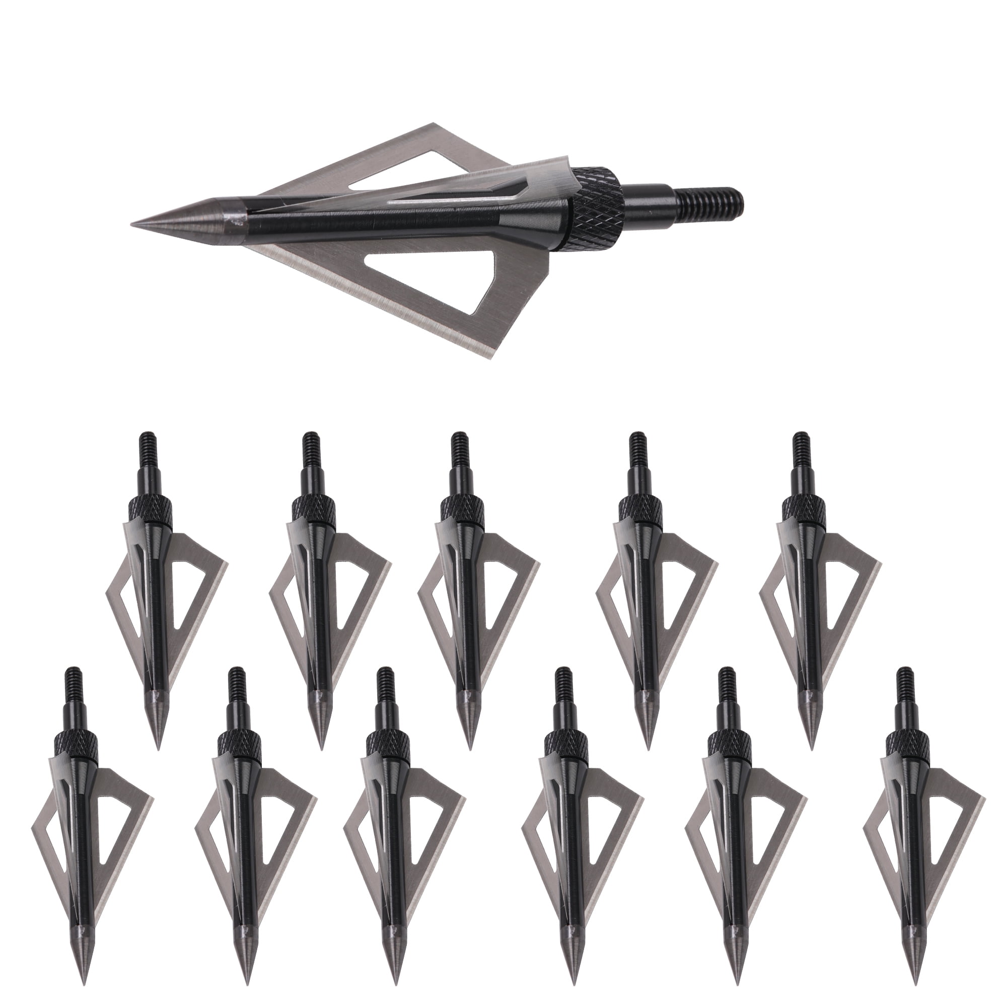 12 Pack Hunting Broadheads, 3 Fixed Blades Archery Broad Heads 100 Grain Screw-in Arrow Heads ...