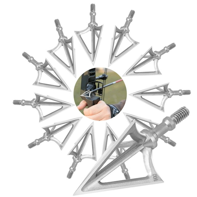 EEEkit 12 Pack Hunting Broadheads, 100 Grain 3 Fixed Blades, Compatible ...