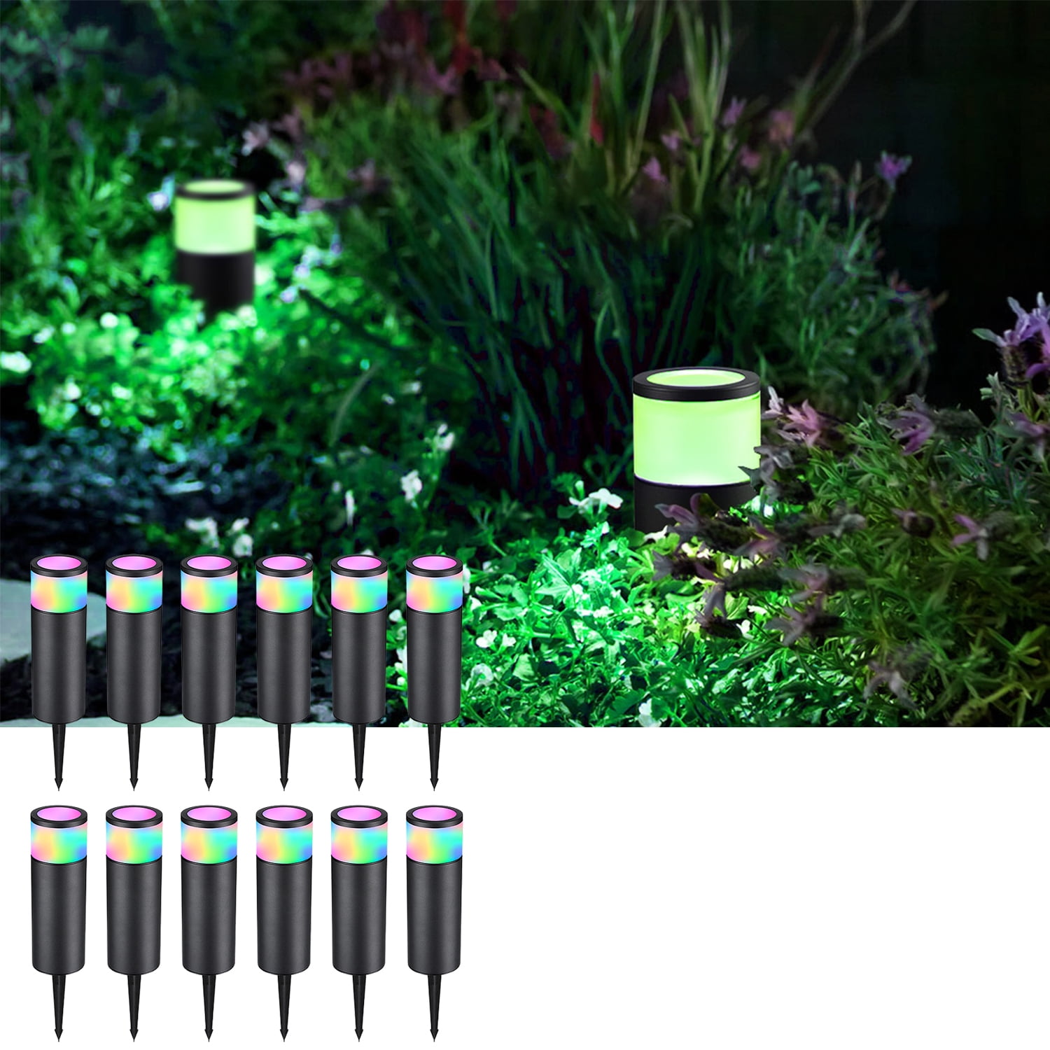 12 Pack LED Bollard Pathway Lights, Low Voltage Landscape Lighting ...