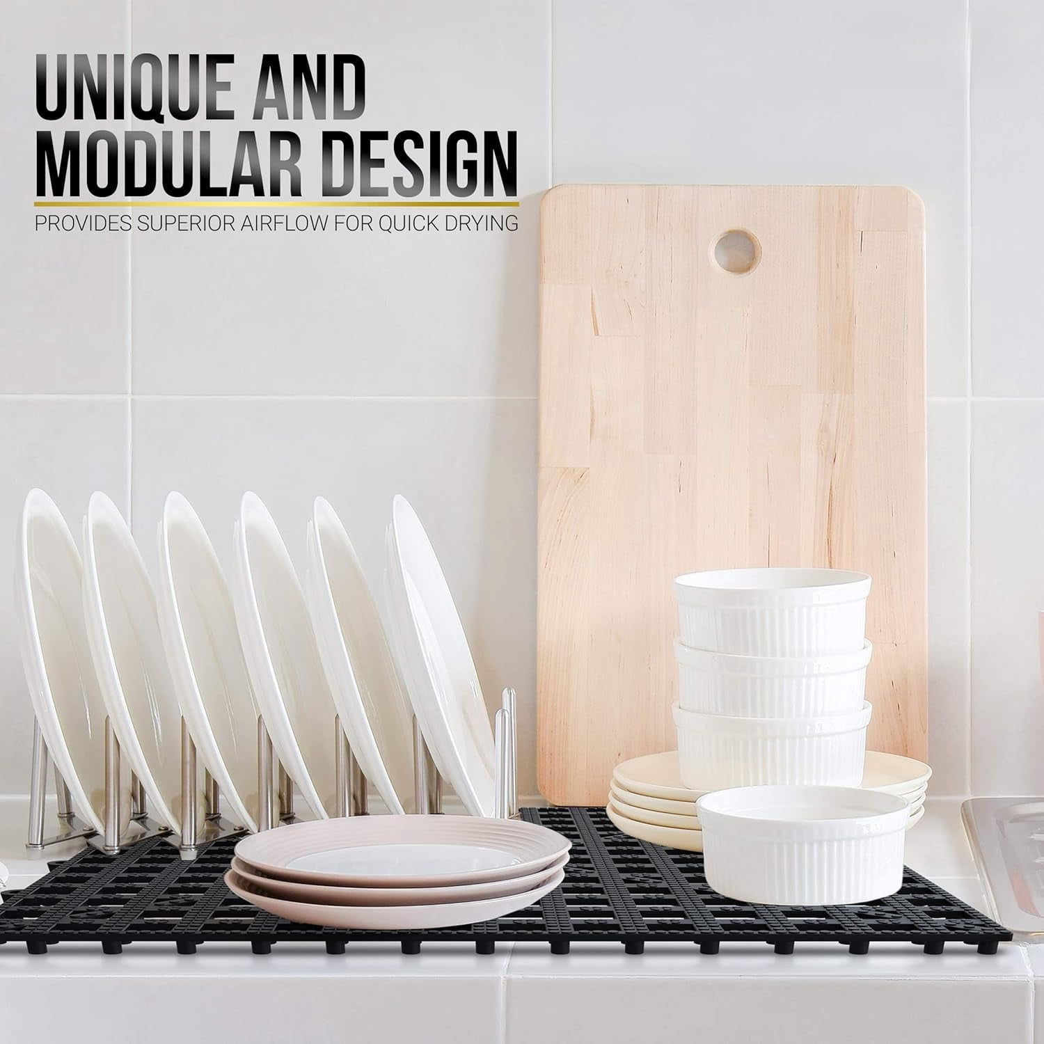 12 Pack Interlocking Shelf Mats 12″, Black – for Spills, Clean Bars ...