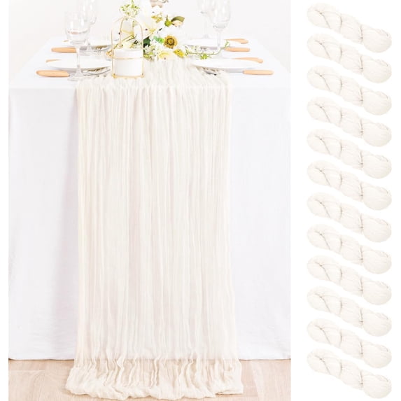 12 Pack Ivory White Cheesecloth Table Runner Rustic Gauze White Cheese ...
