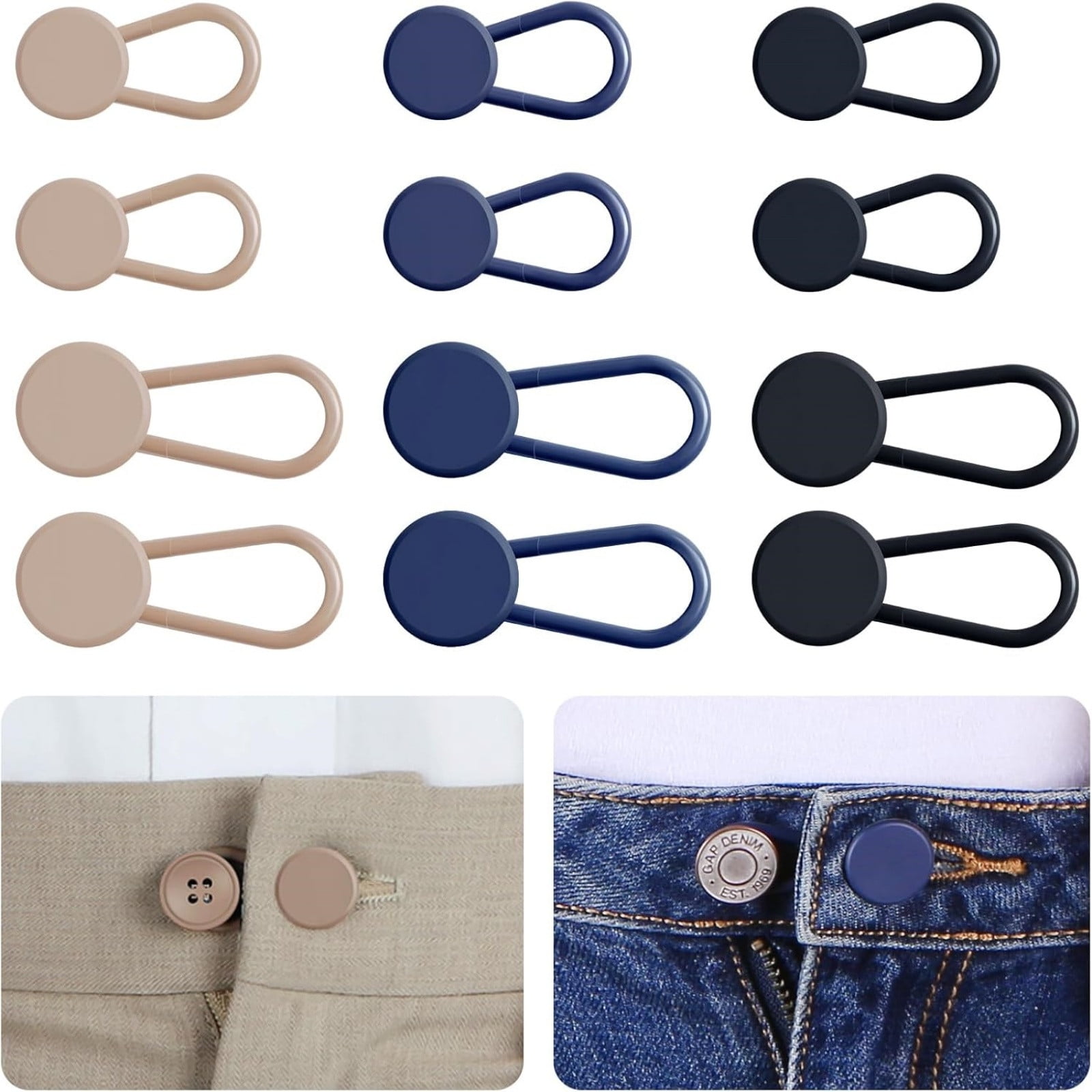 12-Pack Jeans Button Extender, Waistband Expander for Men and Women, No ...