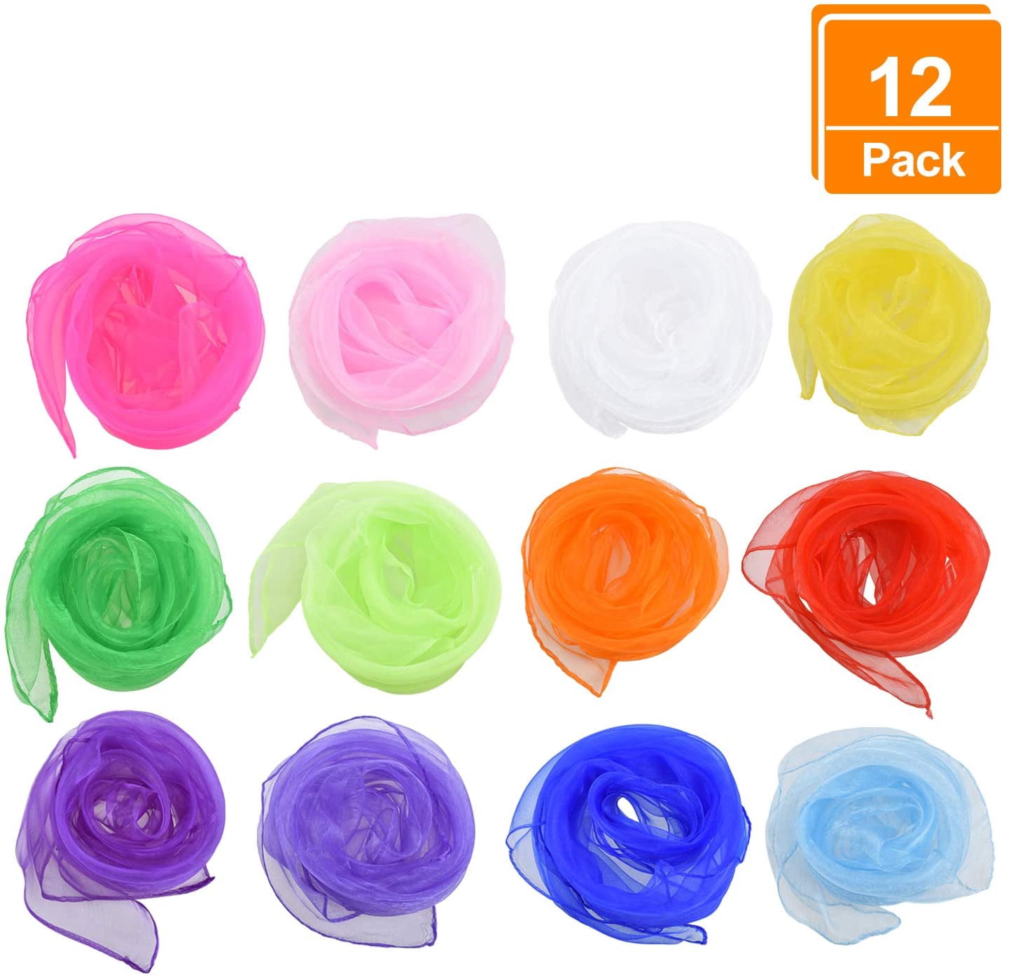 12 Pack Juggling Cloths for Sensory Tools, Dancing, Juggling, 60 x 60cm ...