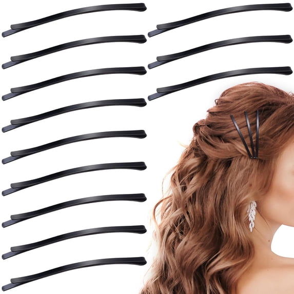 12 Pack Jumbo Black Metal Curved Bobby Pin for Professional Daily Home ...