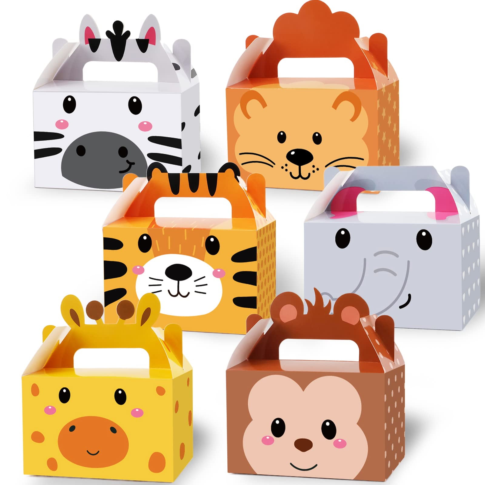 12 Pack Jungle Safari Animals Party Favor Boxes Zoo Animals Theme Happy ...