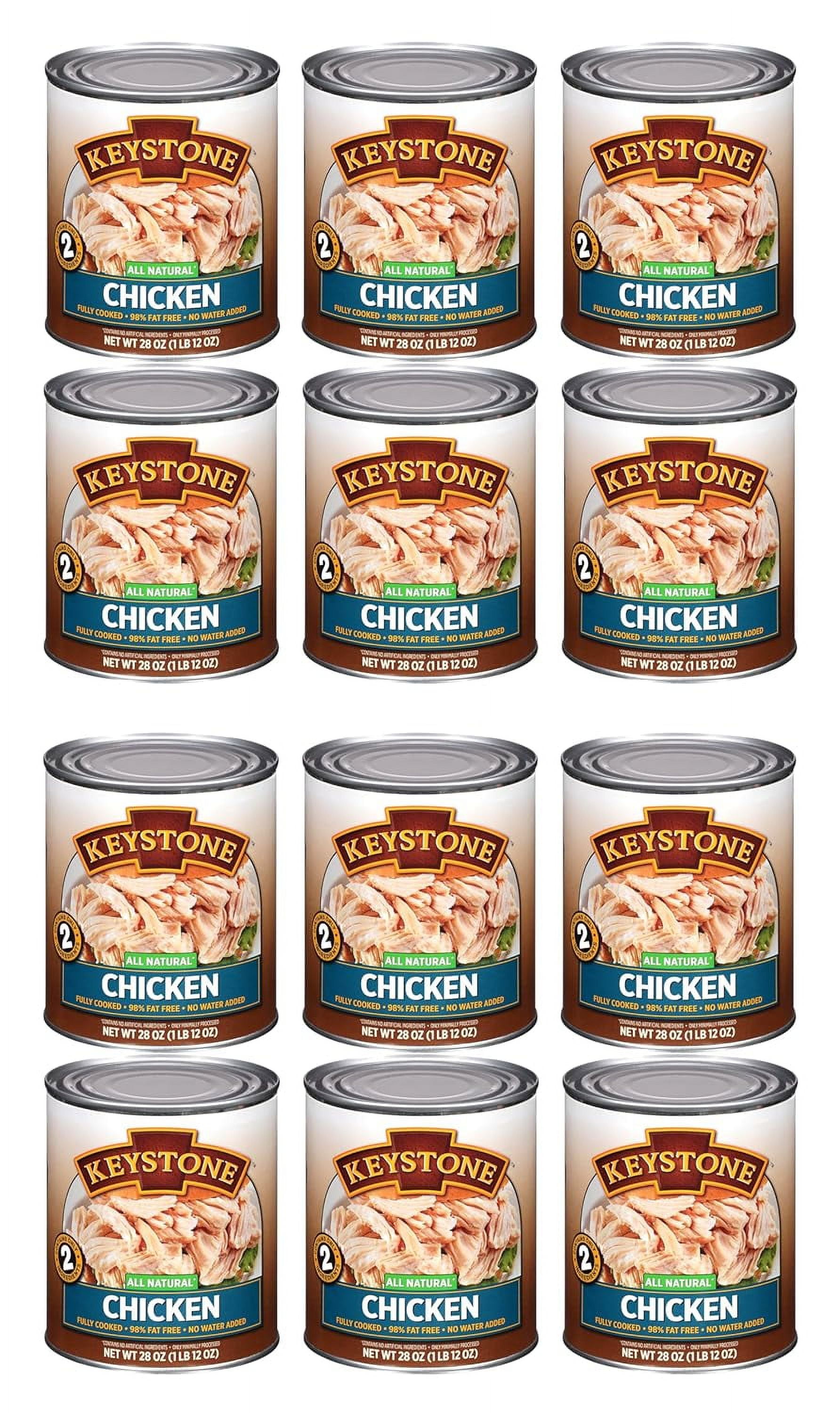 Keystone Fully Cooked Chicken, 28 oz Cans, Low Sodium, 12 Pack, Gluten ...