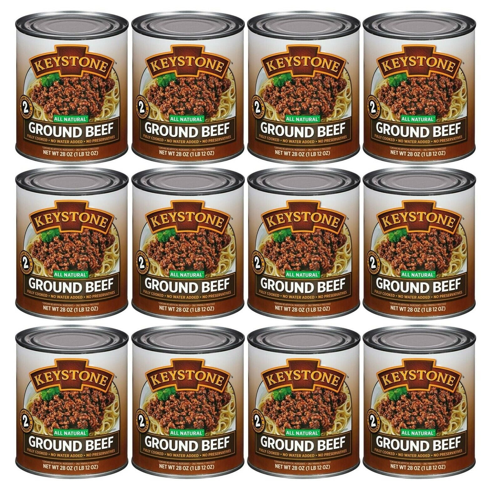 Keystone Meats Fully Cooked Ground Beef, 28 oz Can, Pack of 12, Gluten ...