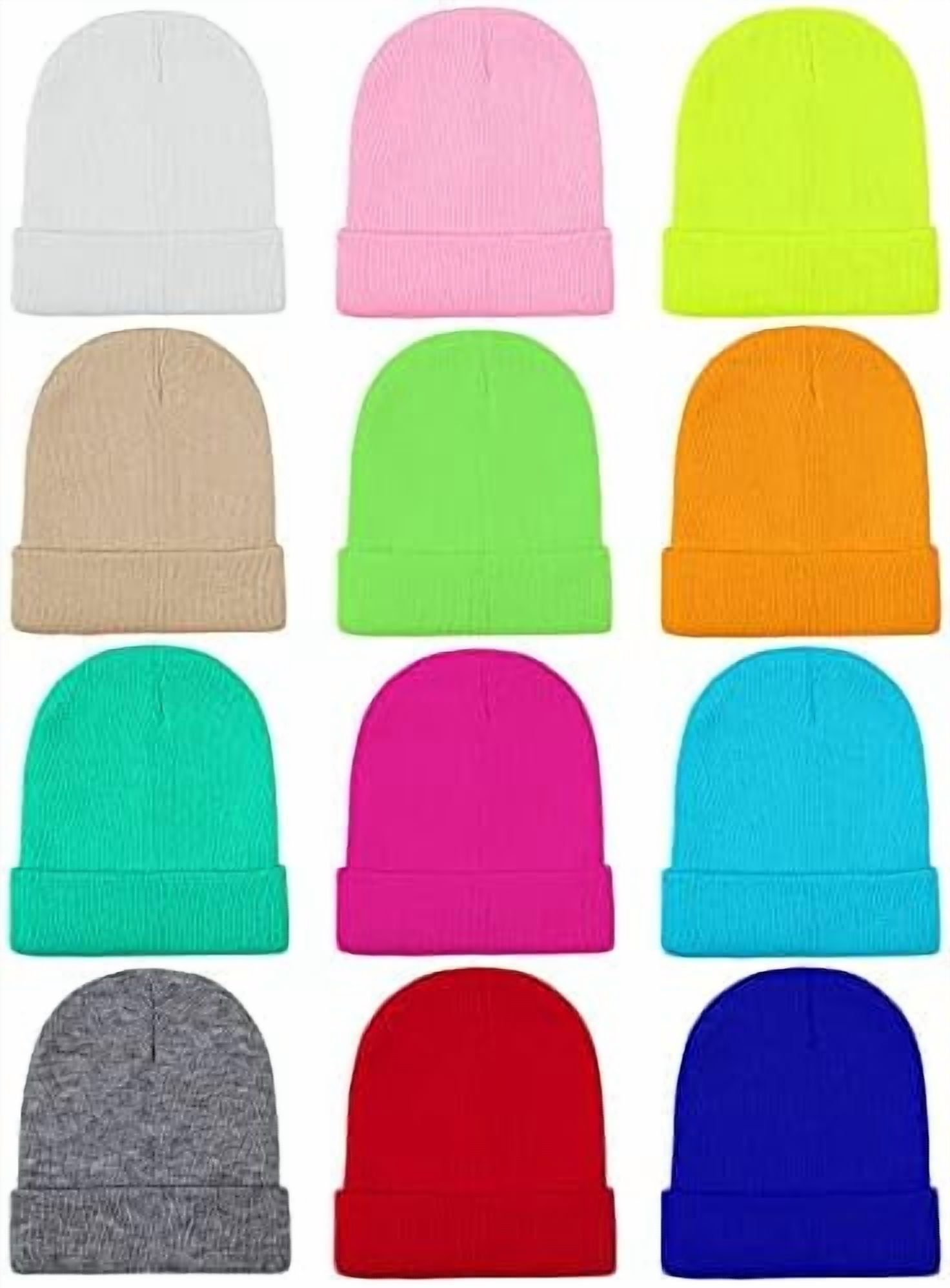 12 Pack Kid's Winter Beanies Knit Warm Cold Weather Beanies Hats ...