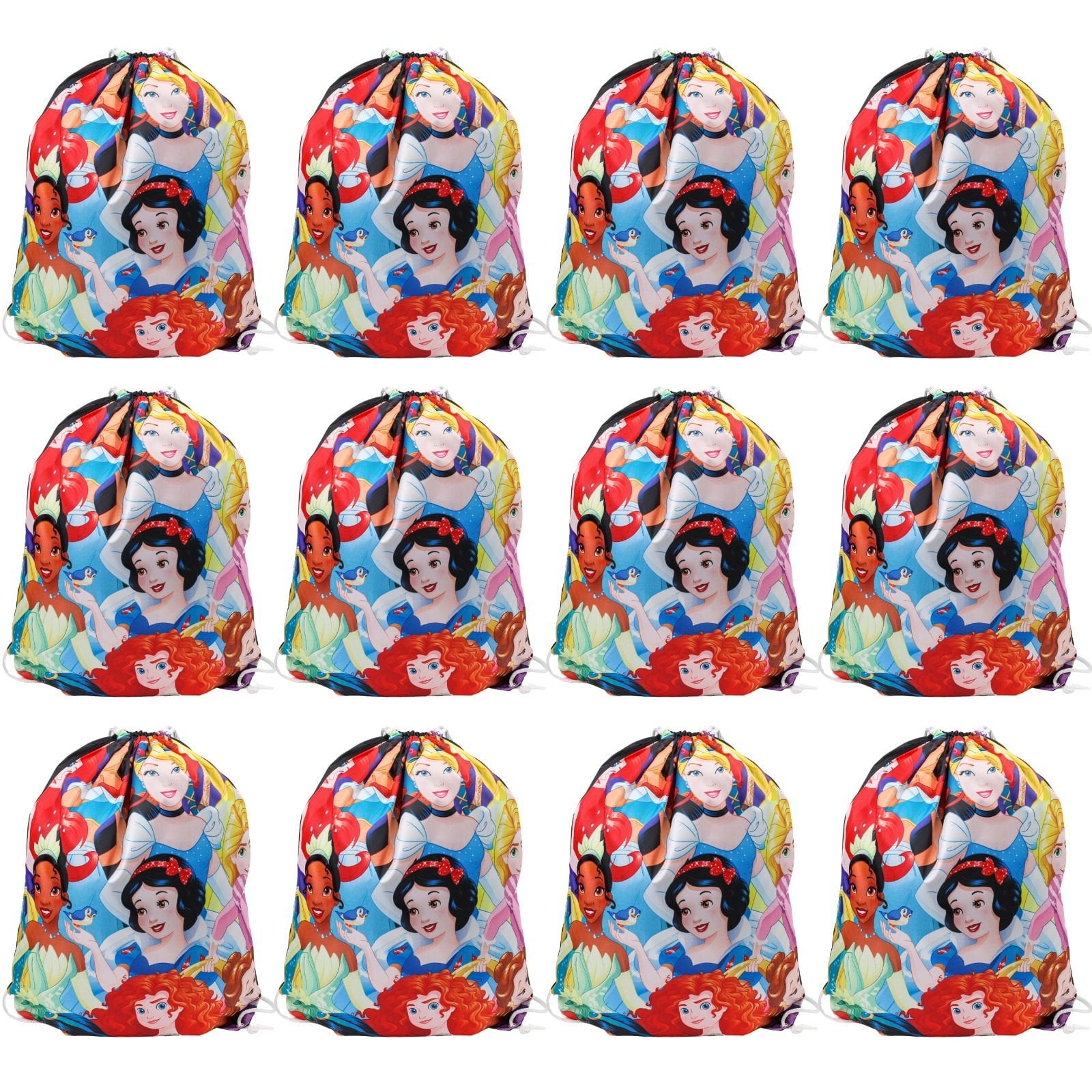 12 Pack Kids Disney Princess Drawstring Cinch Travel Bag Party Favor ...
