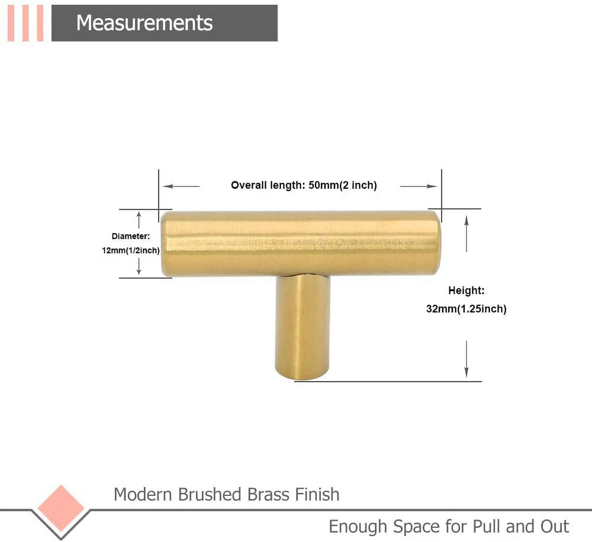 12 Pack Kitchen Cabinet Knobs Gold T-Knob Cabinet Pulls - LS201GD ...