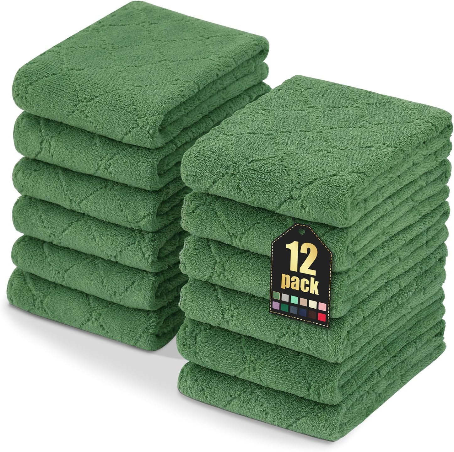 12 Pack Kitchen Dish Cloths (10 x 10 Inches, Grey), Super Soft and ...