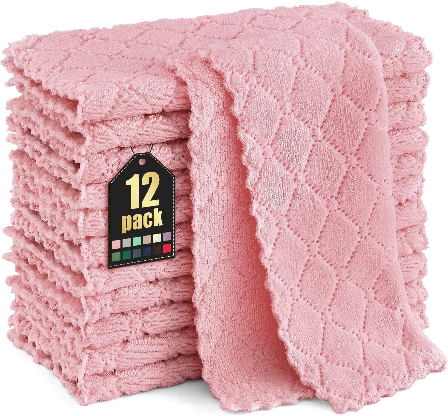 12 Pack Kitchen Dish Cloths (10 x 10 Inches, Grey), Super Soft and ...