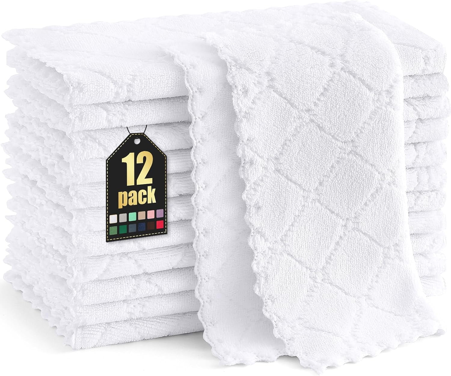 12 Pack Kitchen Dish Cloths (10 x 10 Inches, White), Super Soft and ...