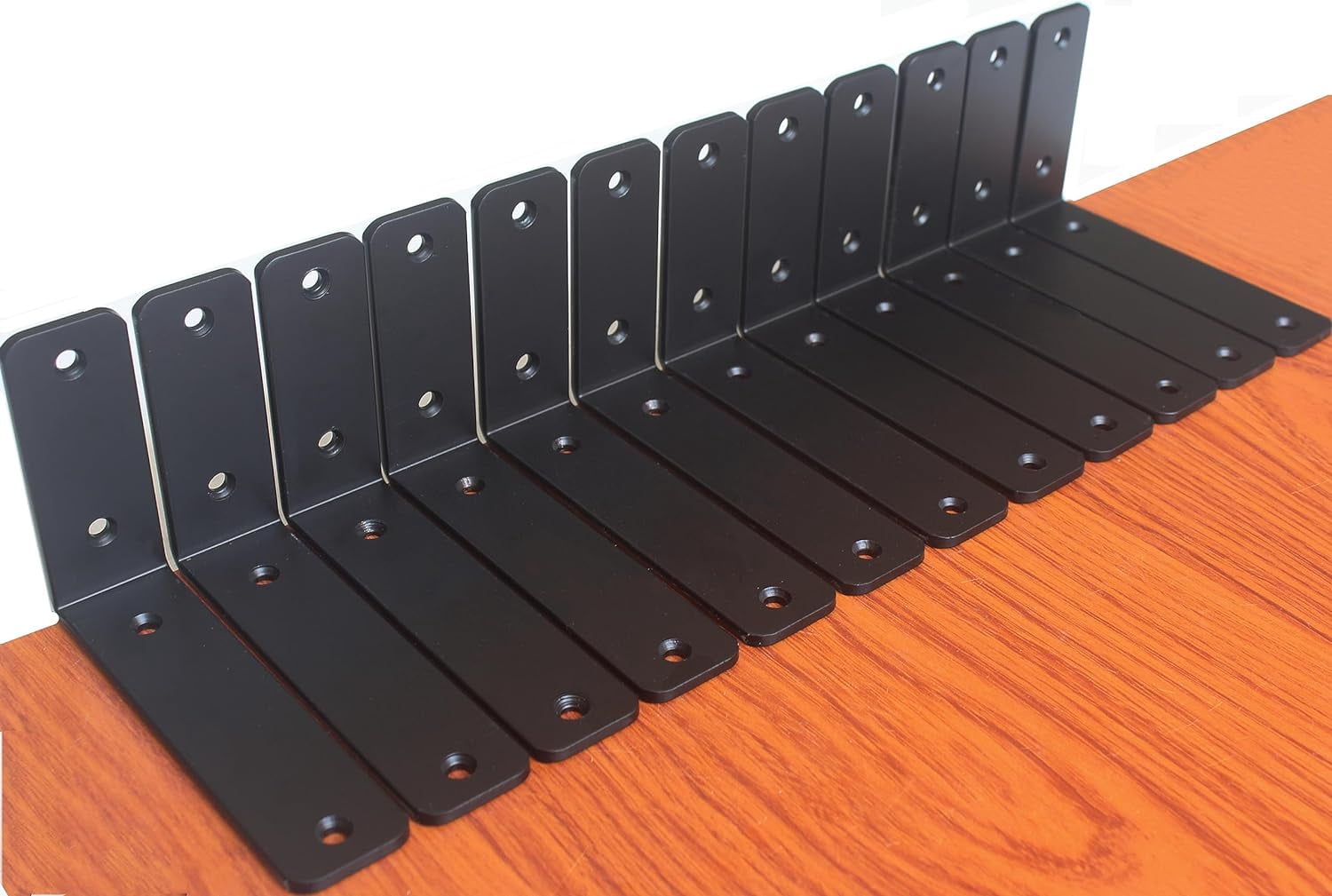 12 Pack - L 6" x H 4" x W1.5, 5mm Thick Black L Shelf Bracket, Iron ...