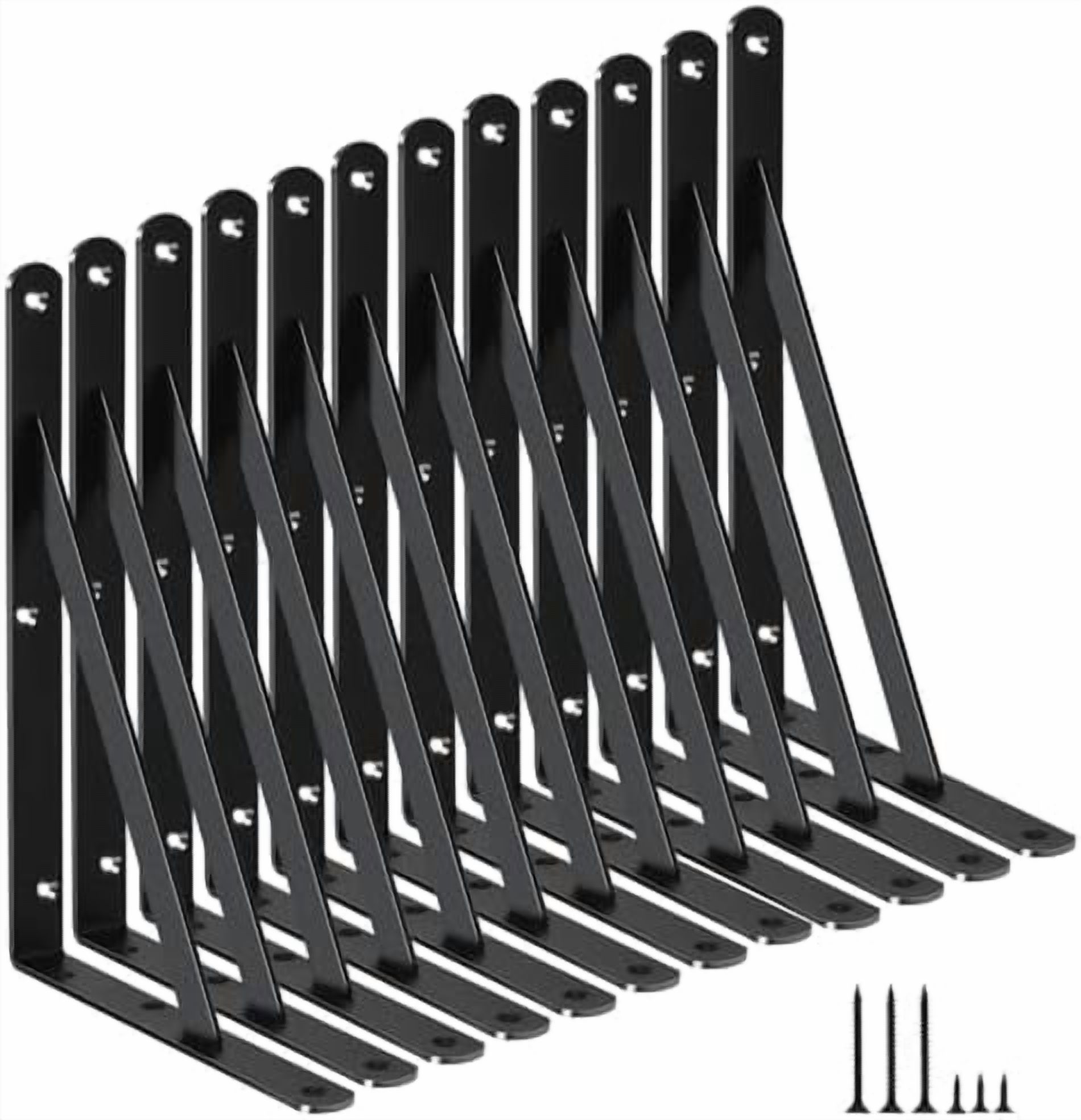 12 Pack L11 x H 8" Black Heavy Duty Shelf Brackets with Screws Metal ...