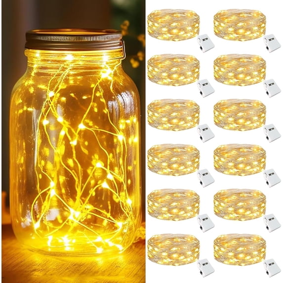 12 Pack LED Fairy Lights Battery Operated with 3 Modes, Mini Twinkle ...