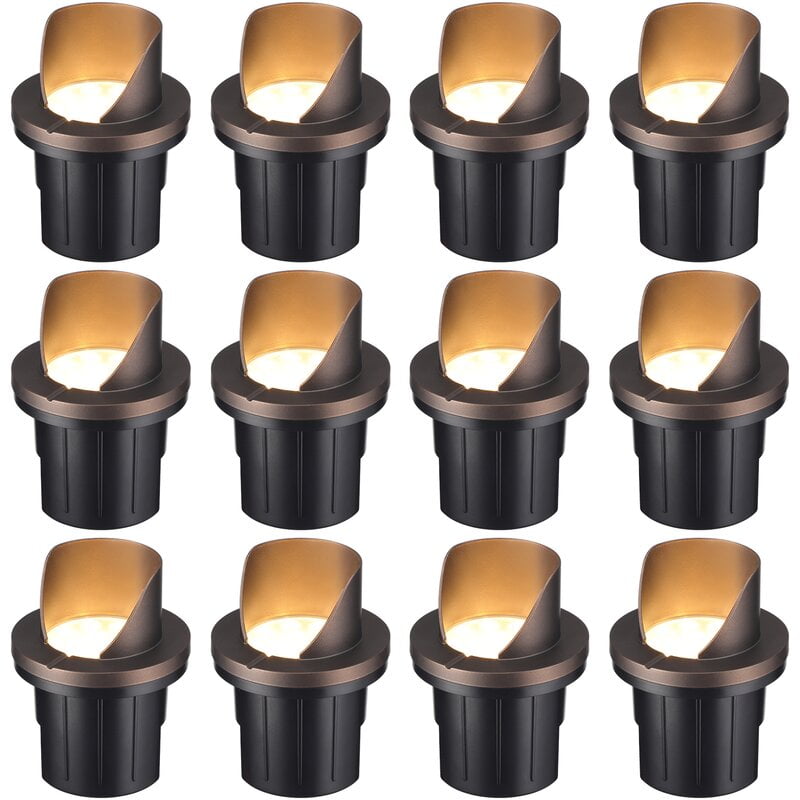 12 Pack LED In Ground Landscape Well Light, Low Voltage 12-24V AC/DC ...