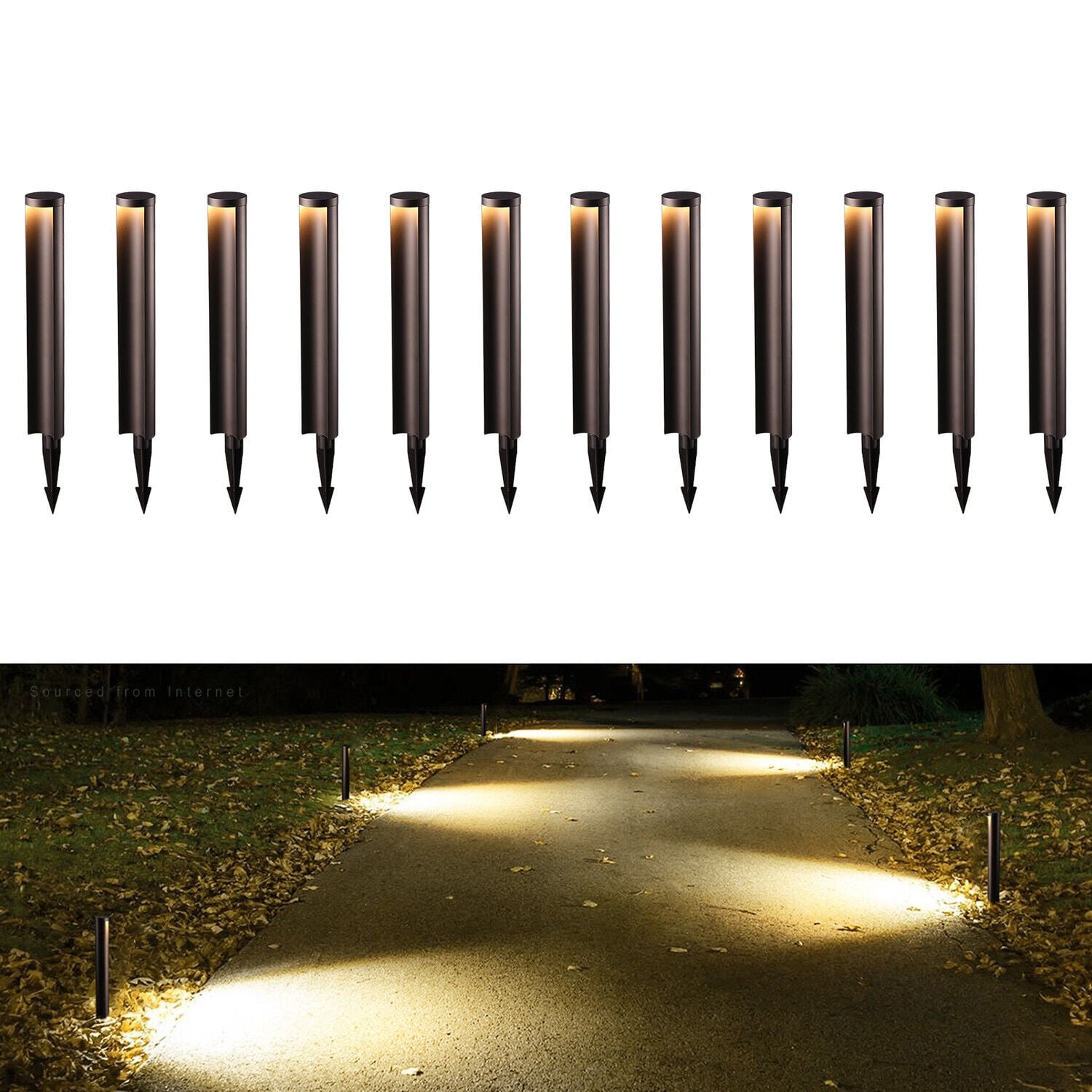 12 Pack LED Landscape Pathway Light, Low Voltage Side Lit Path lights ...