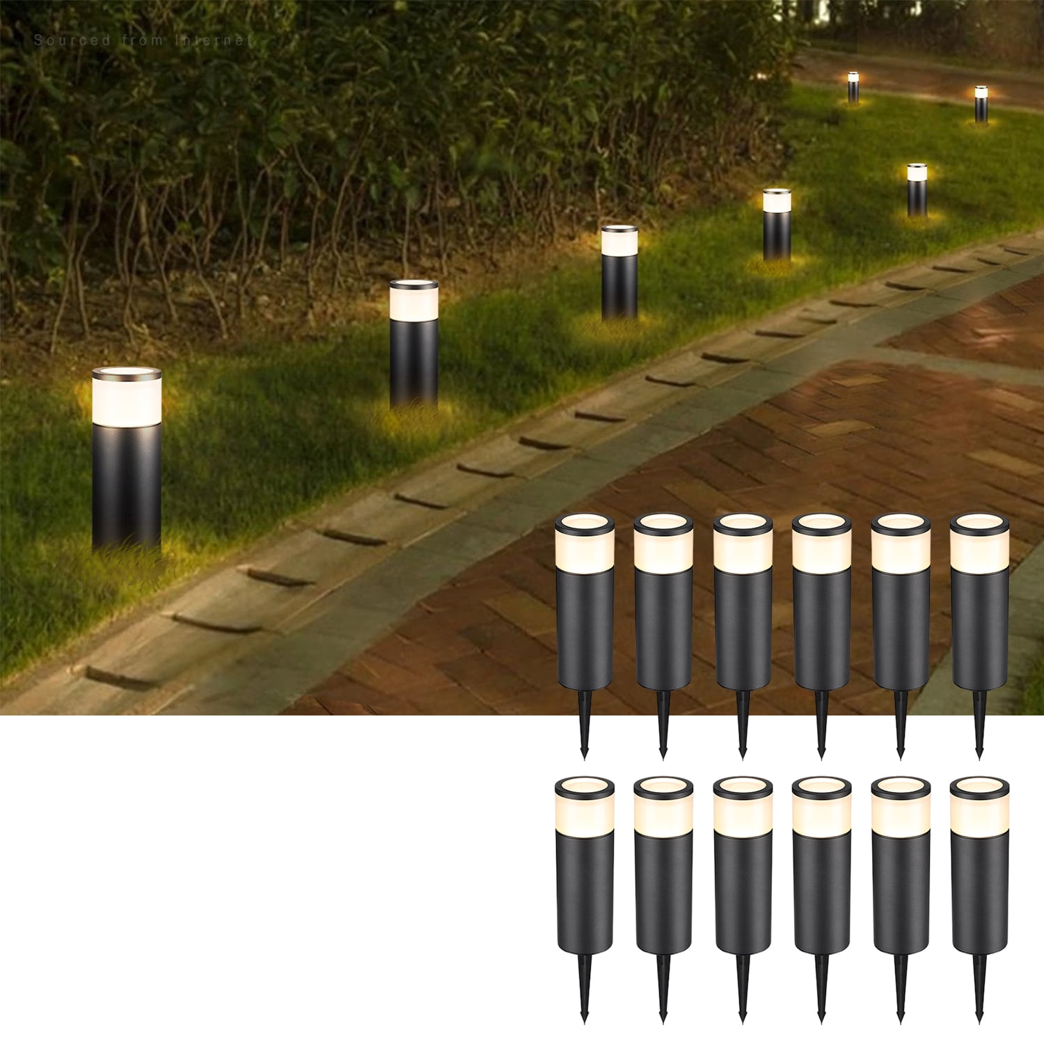 12 Pack LED Bollard Pathway Lights, Low Voltage Landscape Lighting ...