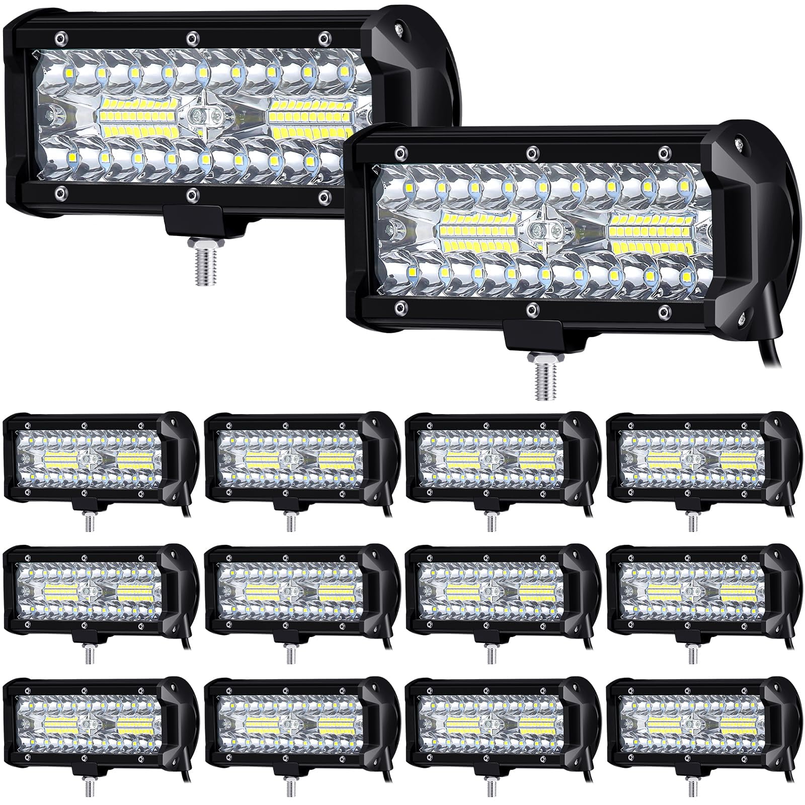 12 Pack LED Pods IFF17 72w 14400lm Light Bar Flood Spot Combo Off Road ...