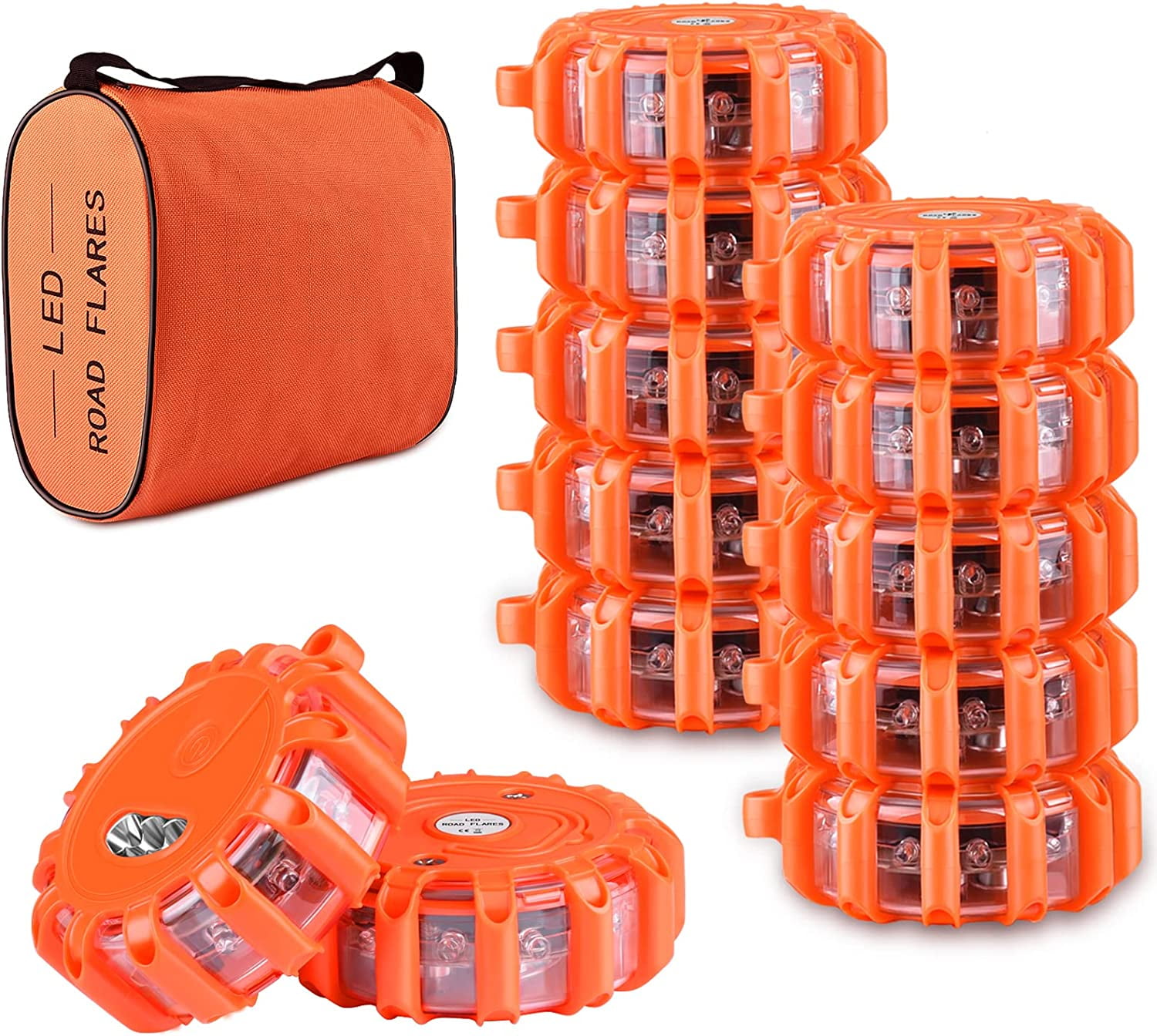 [12 Pack LED Road Flares Safety Flashing Warning Light Roadside ...
