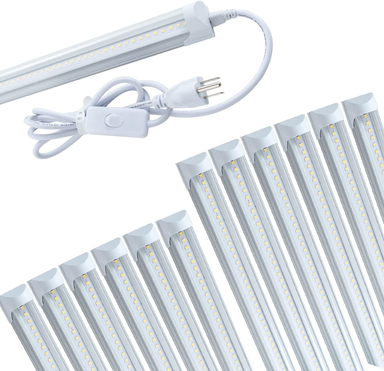 12 Pack LED Shop Light Fixture, 4FT 24W 6500K, Cool White, Clear Cover ...