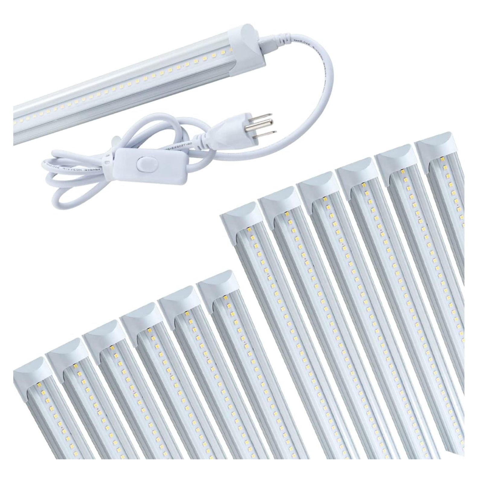 12 Pack LED Shop Light Fixture, 4FT 24W 6500K, Cool White, Clear Cover ...