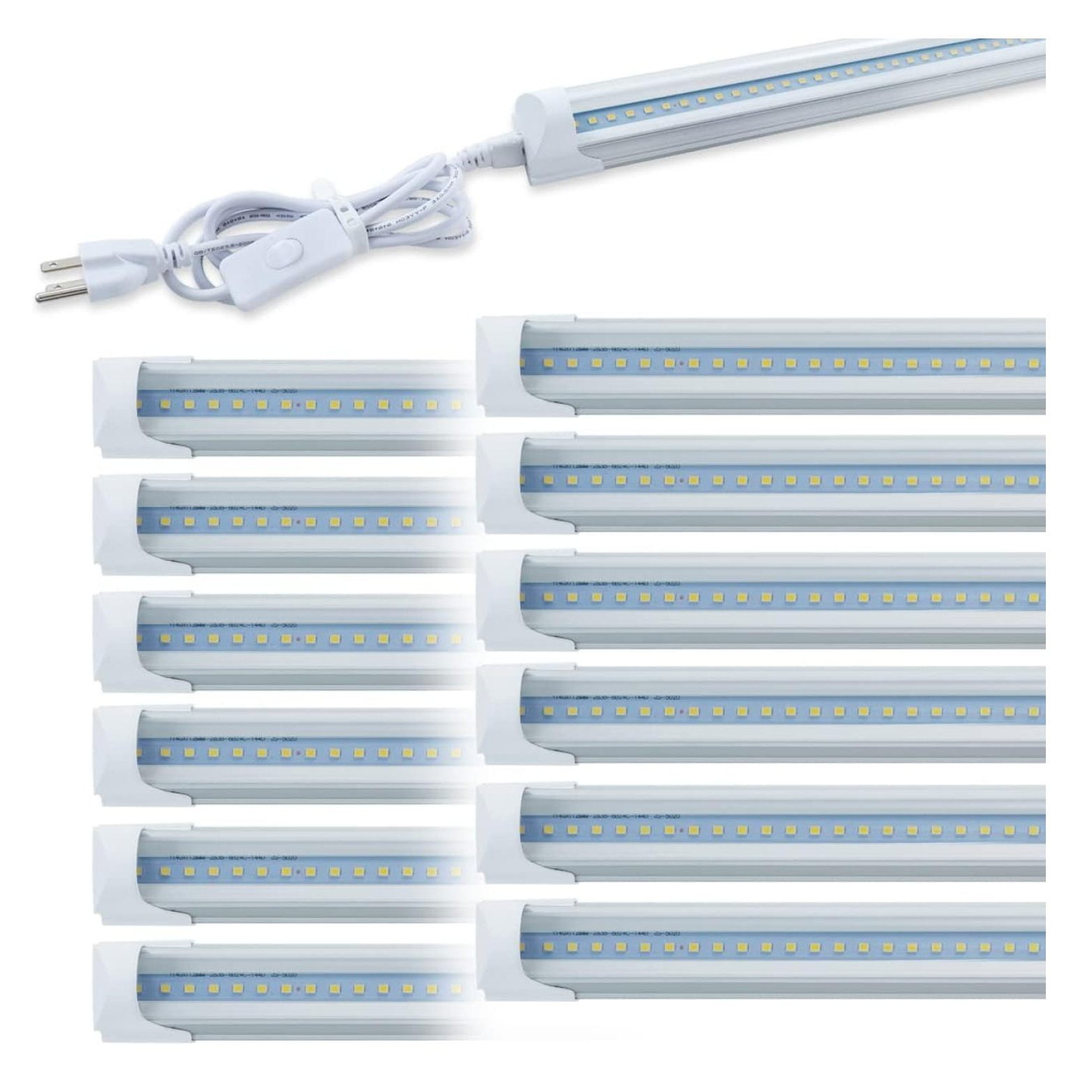 12 Pack LED T8 Shop Light, 4FT 24W 6000K Daylight White Linkable LED ...