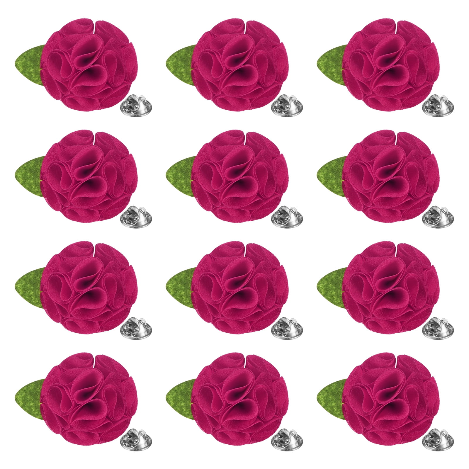 12-Pack Lapel Pin for Men, 2.56" Handmade Flower Brooch Button Pins for ...
