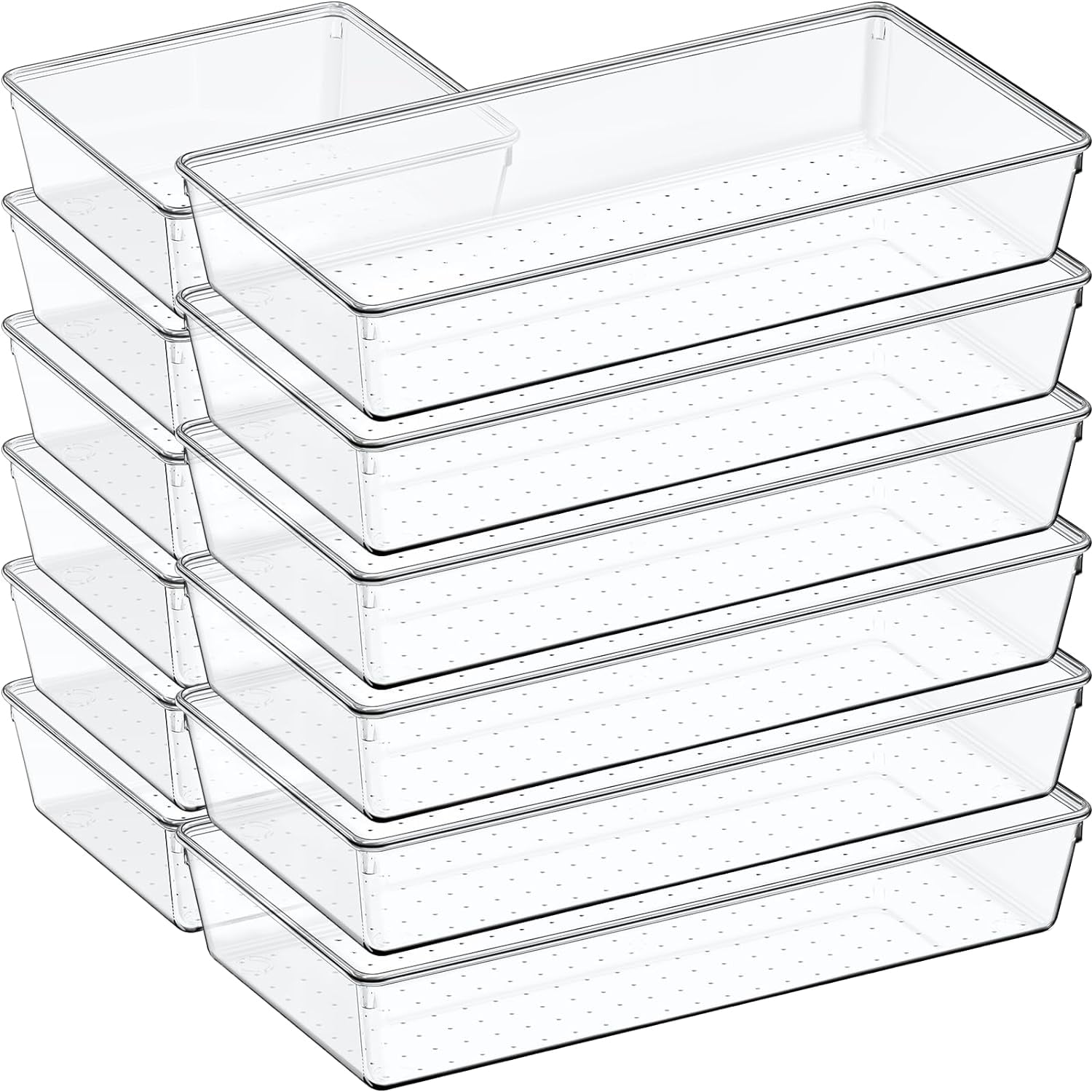 12 Pack Large Clear Plastic Drawer Organizer Set, Acrylic Bathroom ...