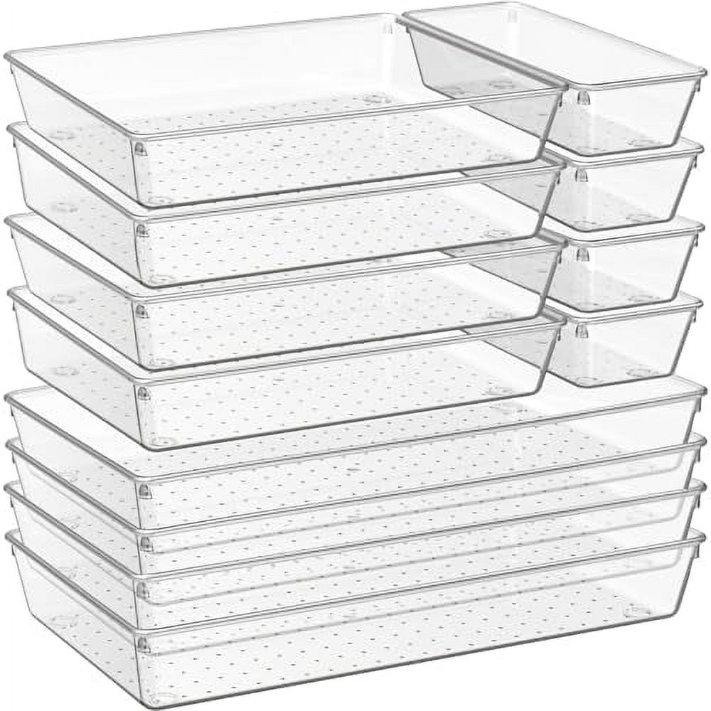 12 Pack Large Clear Plastic Drawer Organizer Trays | MULTI-USE Acrylic ...