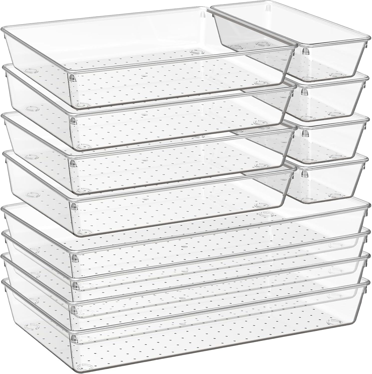 12 Pack Large Clear Plastic Drawer Organizer Trays | MULTI-USE Acrylic ...