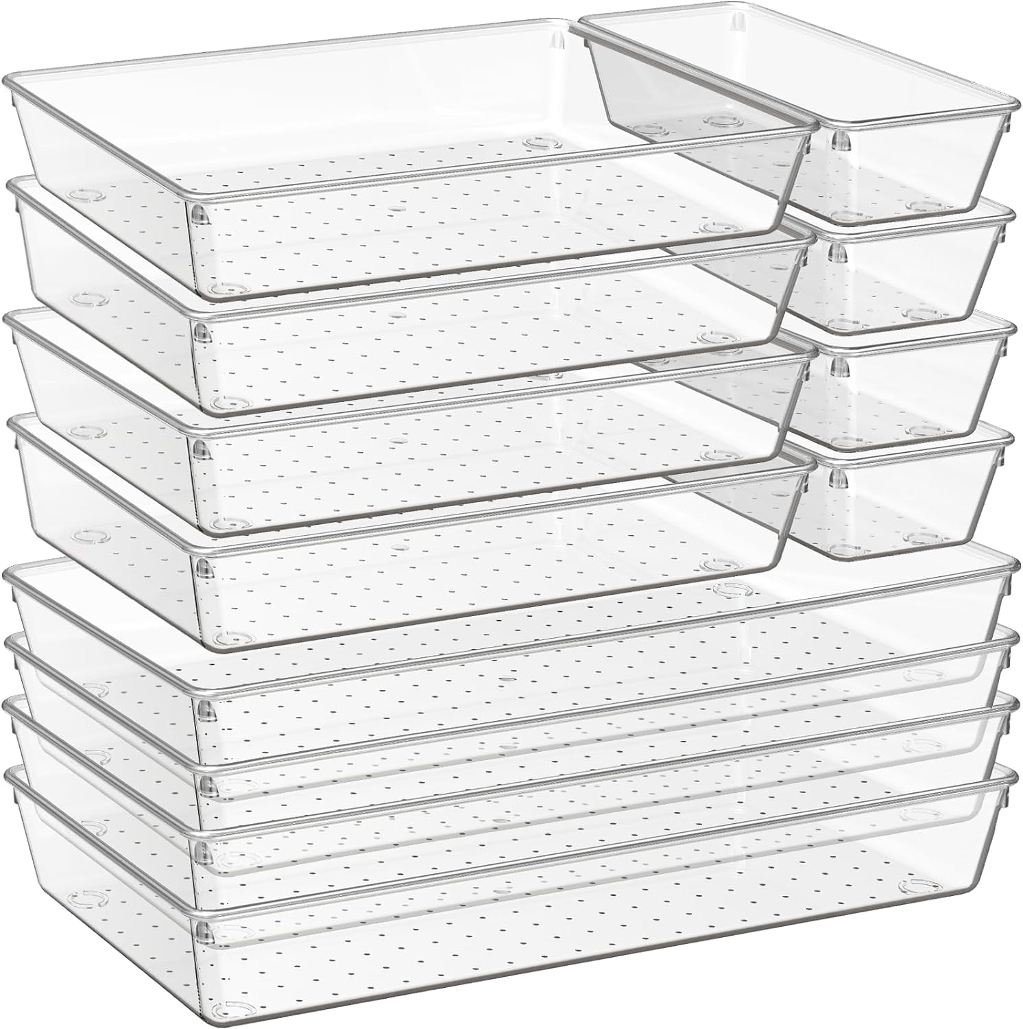 12 Pack Large Clear Plastic Drawer Organizer Trays | MULTI-USE Acrylic ...