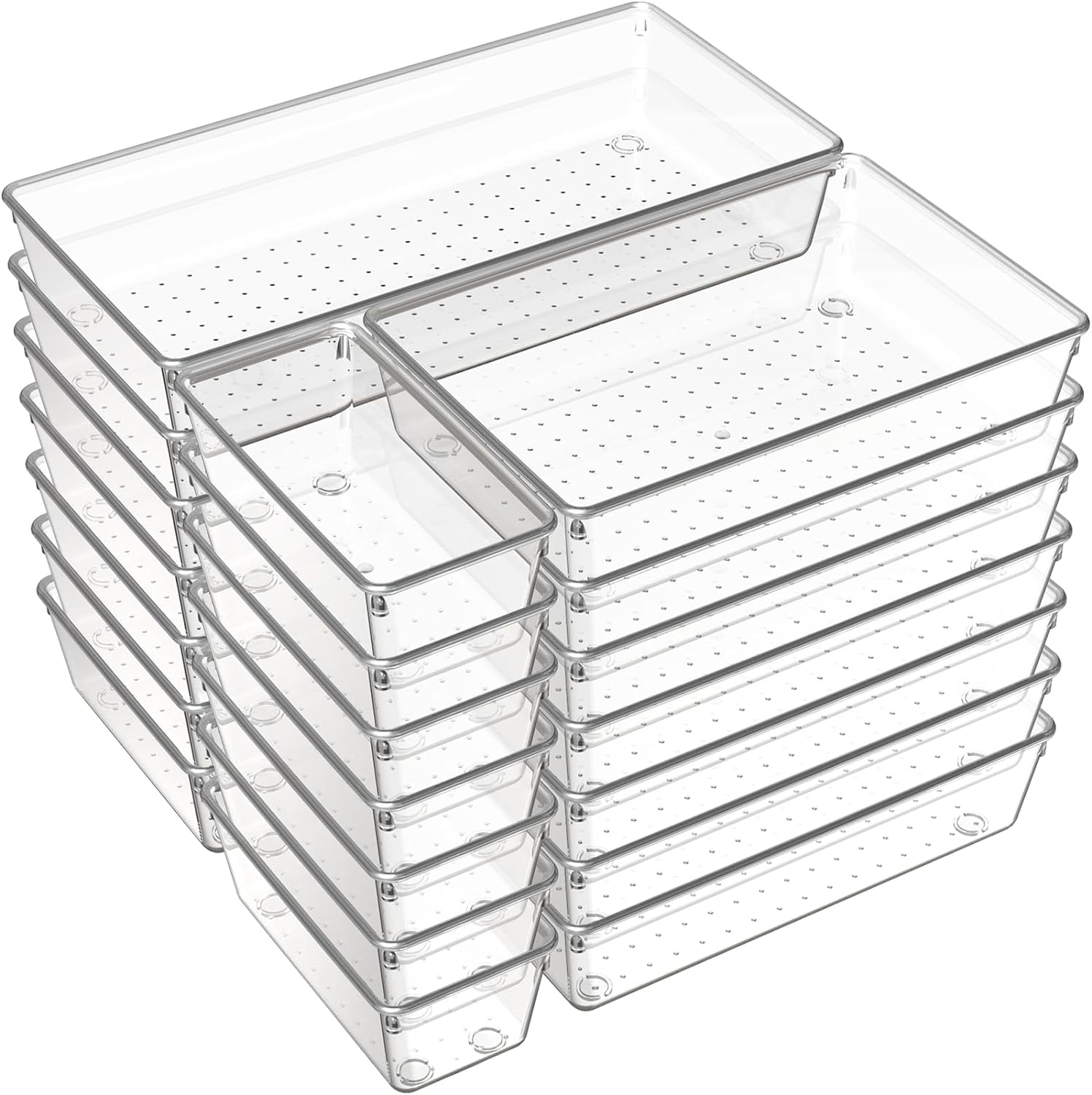 12 Pack Large Clear Plastic Drawer Organizer Trays | MULTI-USE Acrylic ...