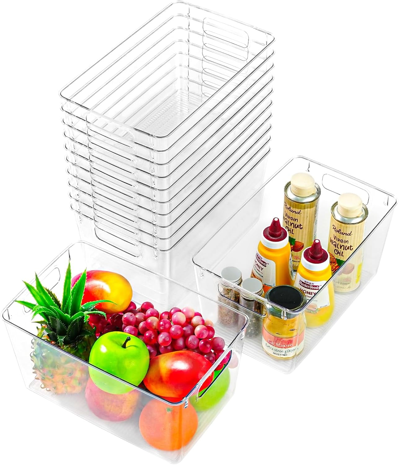 12 Pack Large Clear Plastic Storage Bins,Plastic Containers with Handle ...