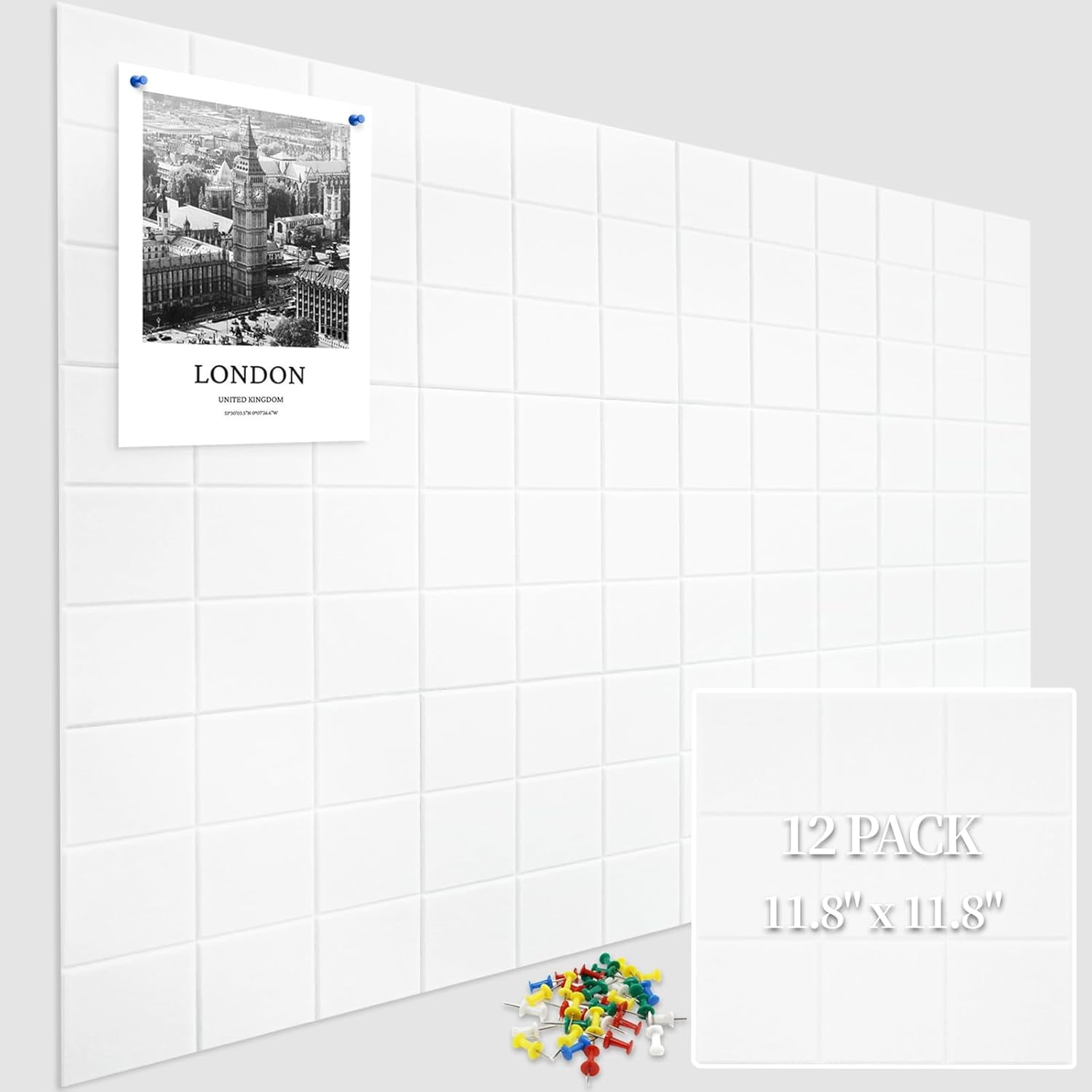 12 Pack Large Cork Board for Walls, 48" X 36" Felt Bulletin Board Tiles ...