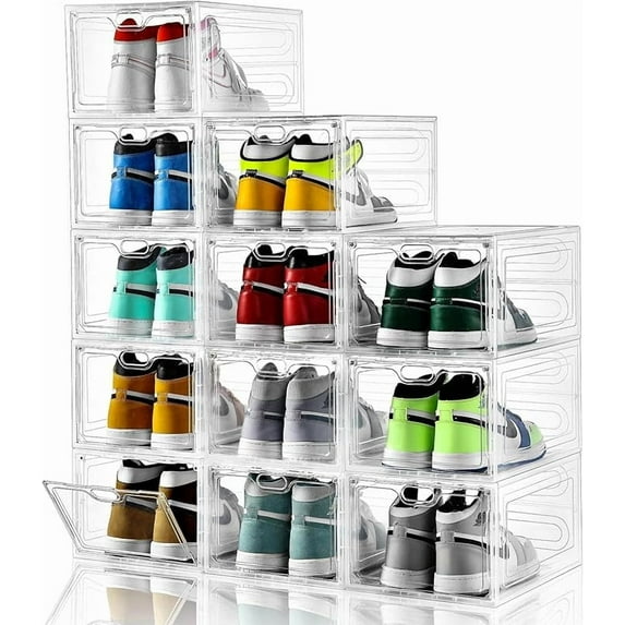12 Pack Large Shoe Storage Box, Clear Shoe Storage Organizer with ...