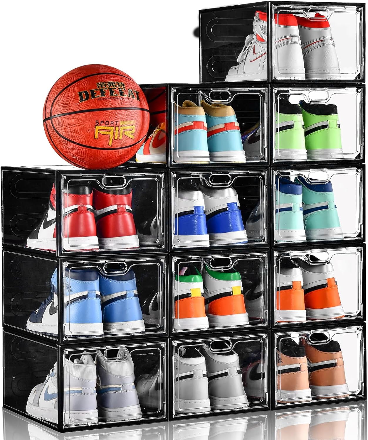 12 Pack Large Shoe Storage Box, Clear Shoe Storage Organizer with ...