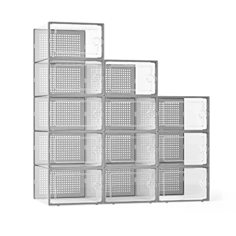 12 Pack Large Shoe Storage Organizer Boxes for Closet, Fit Size 11 ...