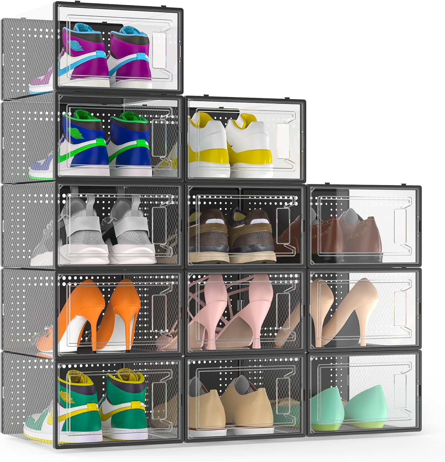 12 Pack Large Shoe Storage Organizer for Closet, Modular Space Saving ...