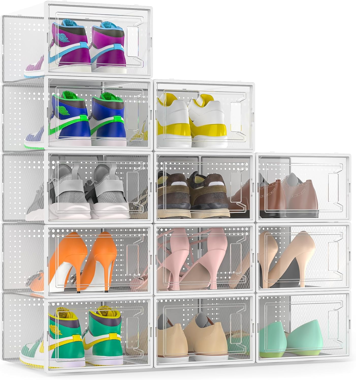 12 Pack Large Shoe Storage Organizer for Closet, Modular Space Saving ...