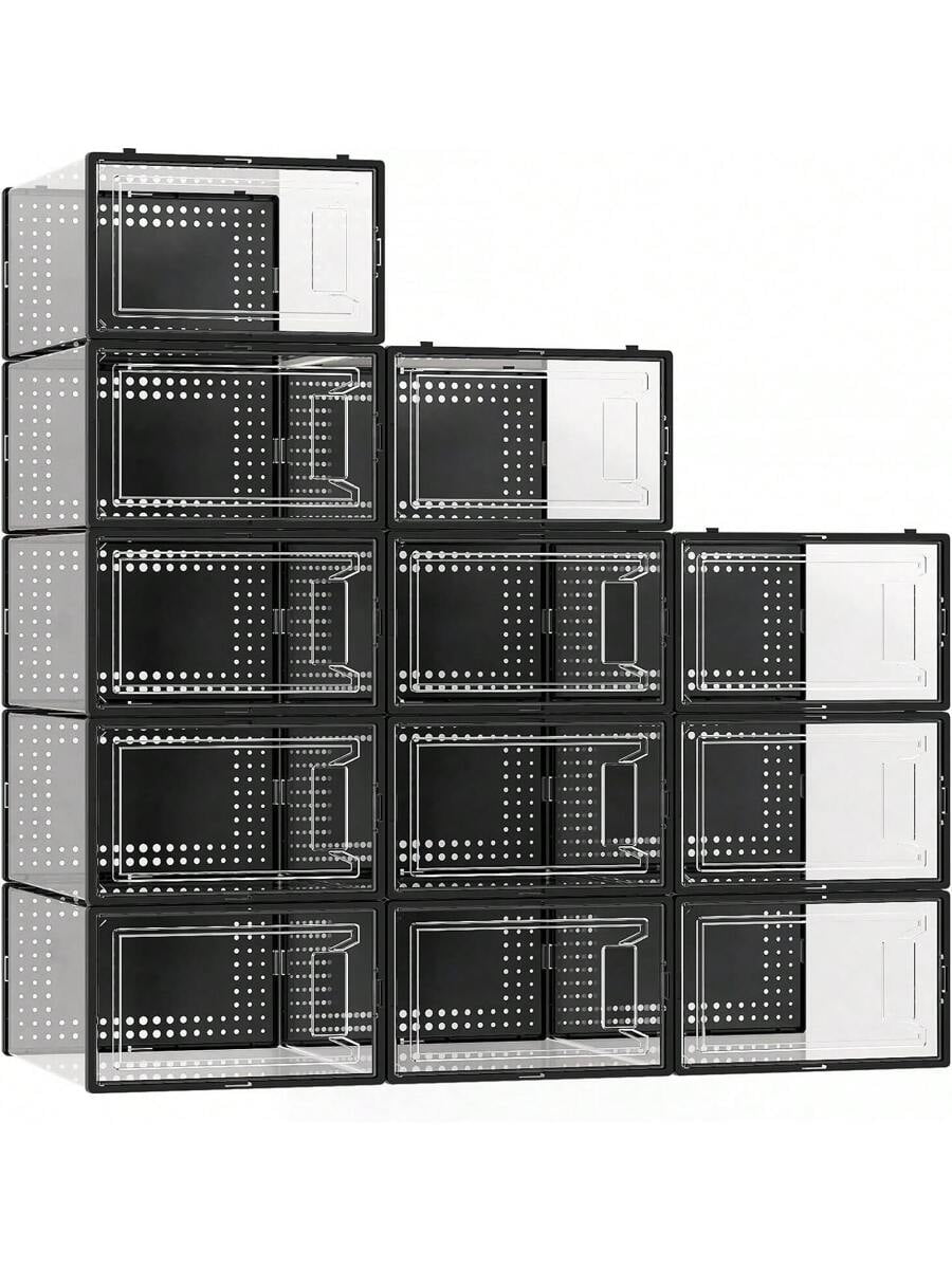 12 Pack Large Shoe Storage Organizer For Closet, Modular Space Saving ...