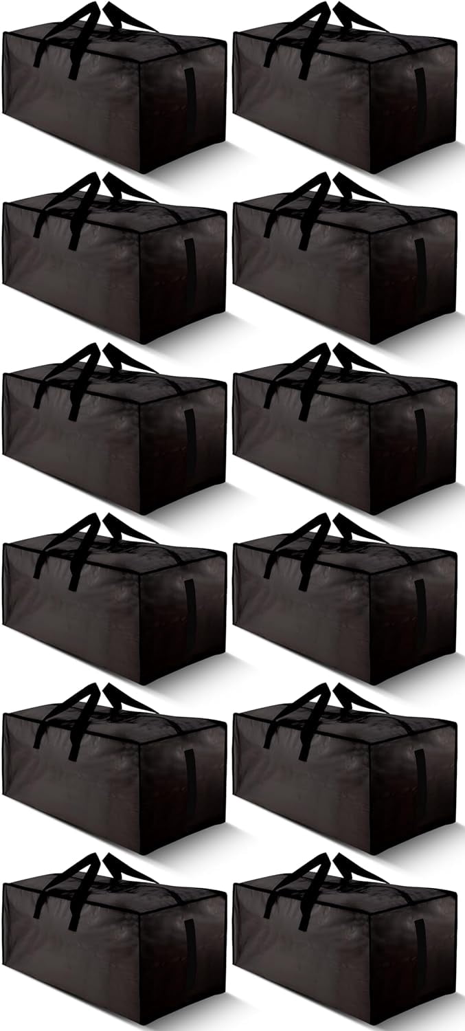 12 Pack Large Strong Moving Bags with Zippers & Carrying Handles ...