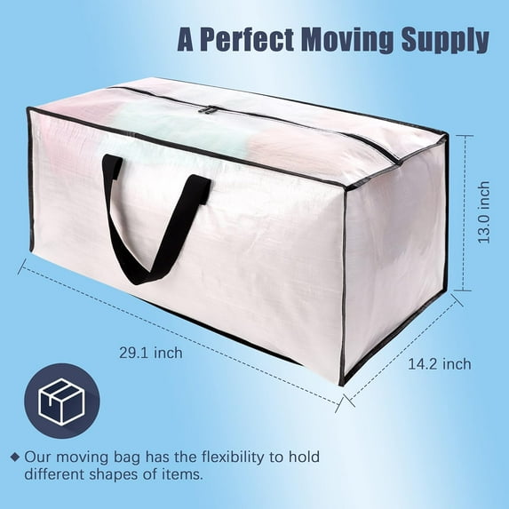 12 Pack Large Strong Moving Bags with Zippers & Carrying Handles ...