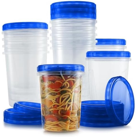 12 Pack Leakproof Freezer Containers for Food with Twist Top Lids - 32 ...